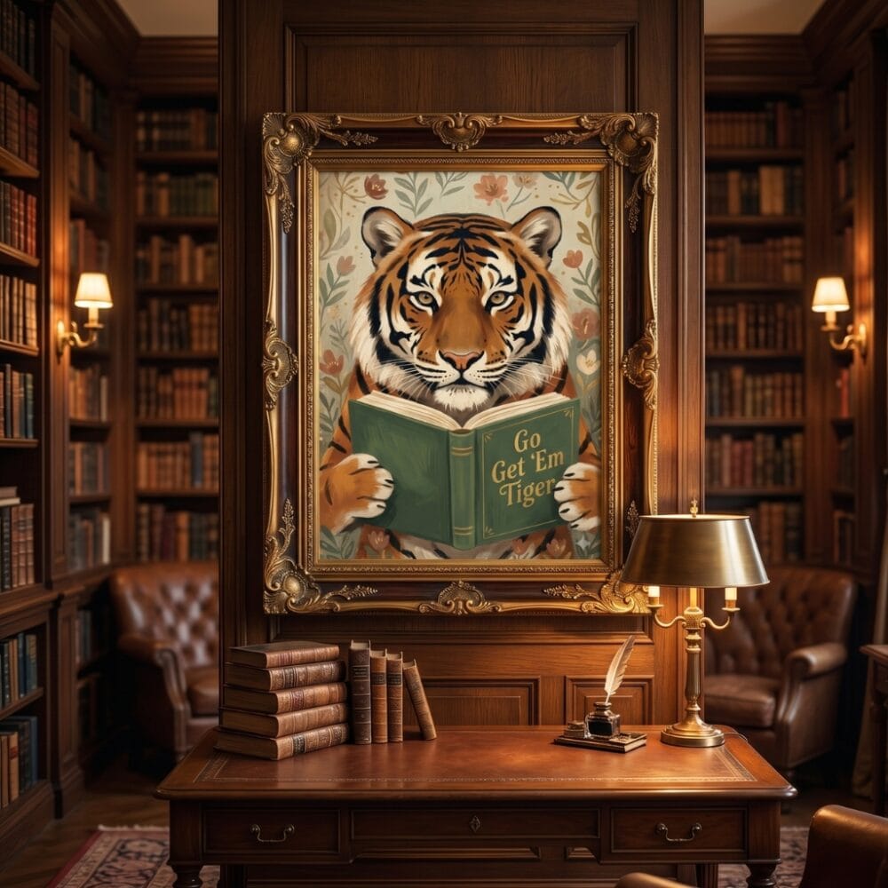 Motivational Tiger Reading Print – Humorous Bookworm Wall Art | Digital ...